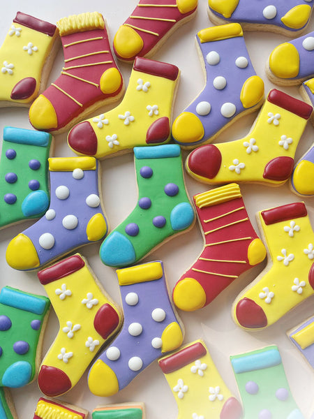 Socks Savvy | Buy Colourful Royal Icing Patterned Sock Cookies Online